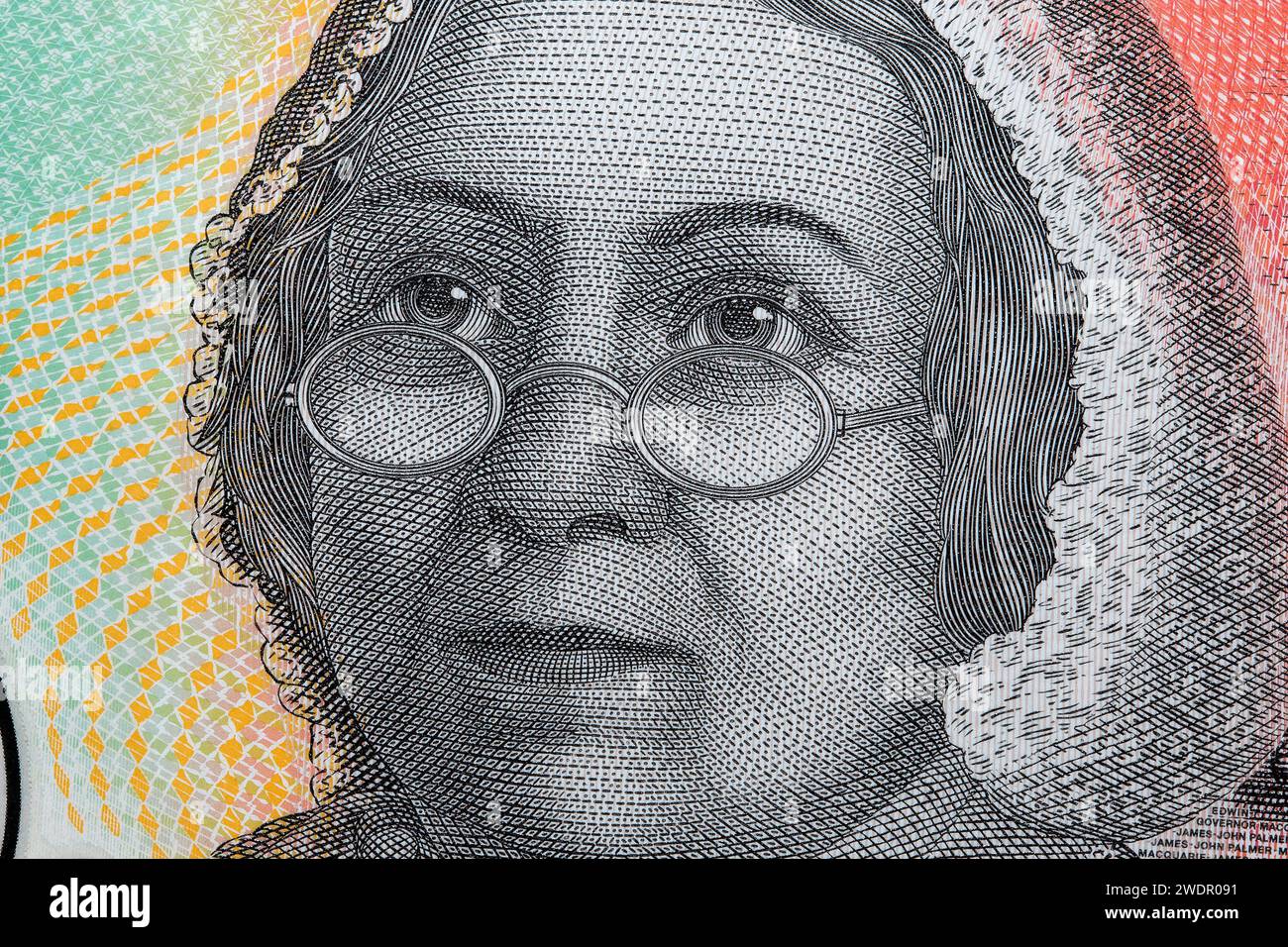 Mary Reibey a closeup portrait from Australian money - Dollar Stock ...