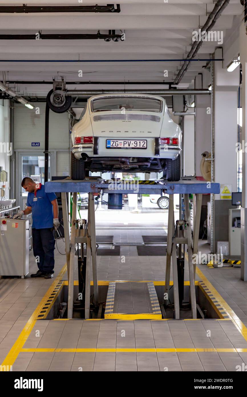 Zagreb, Croatia - 8th of September, 2022: Vintage white Porsche 912 ...