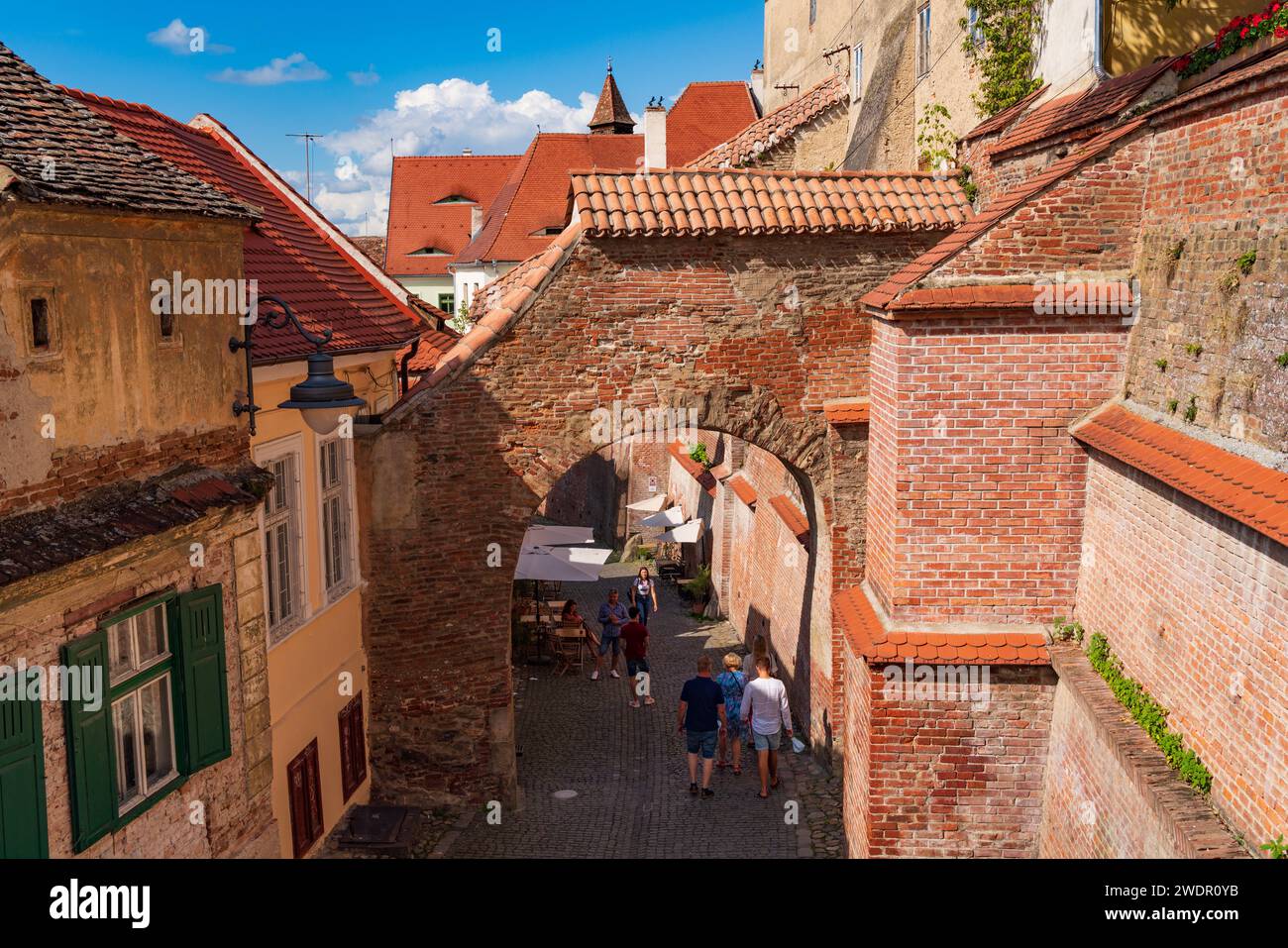 Street view of Sibiu, Transylvania, Romania Stock Photo - Alamy