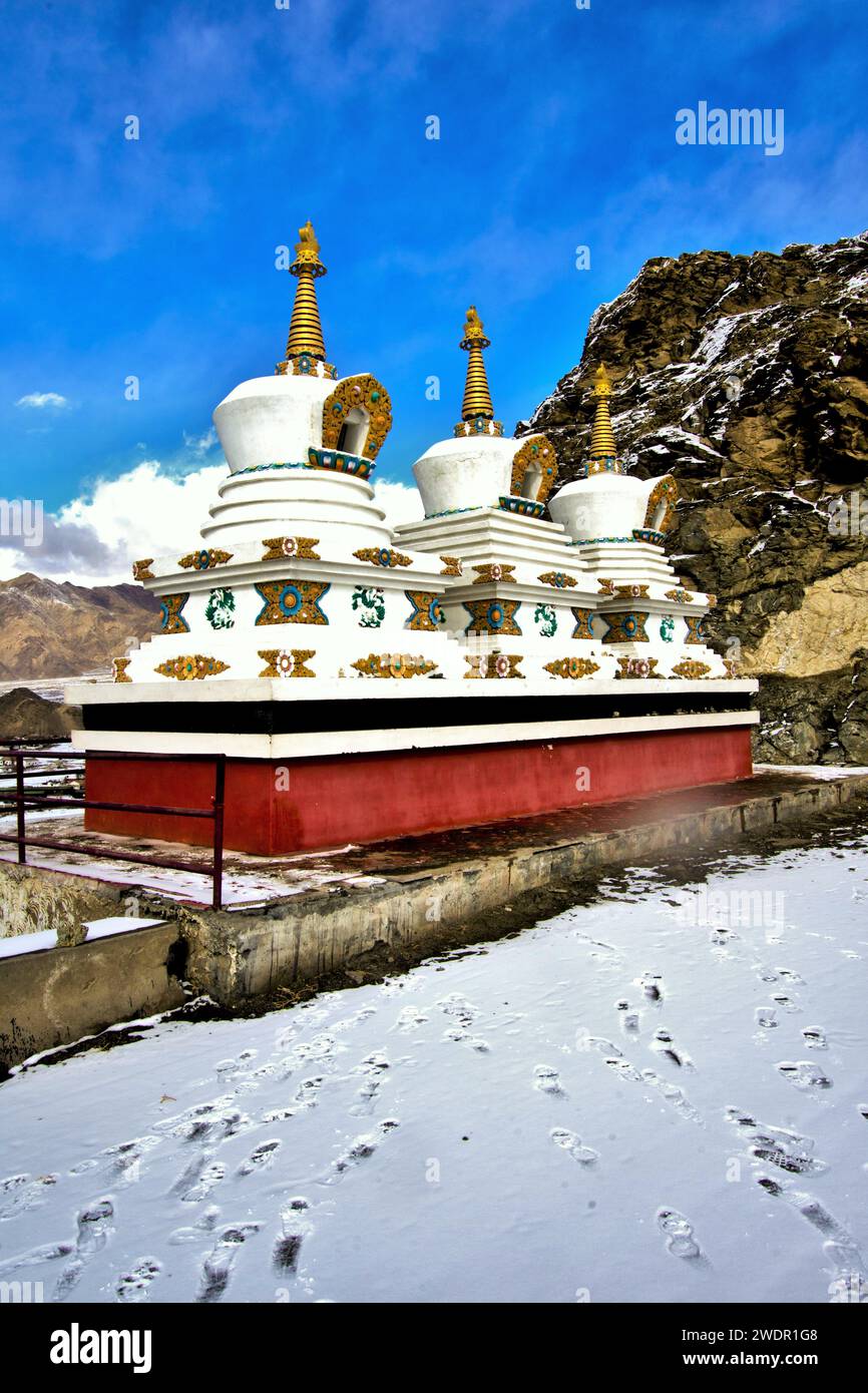 Chorten, Buddhist Stupa, Thiksey Monastery, Leh, Ladakh, Kashmir, India ...
