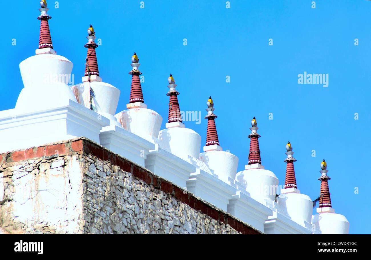Chorten, Buddhist Stupa, Thiksey Monastery, Leh, Ladakh, Kashmir, India ...