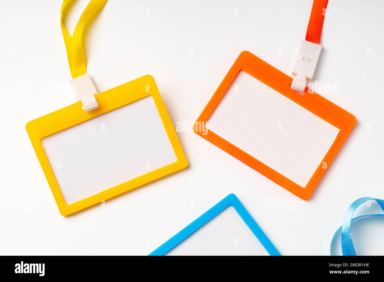 Blank bagde on white background copy space Stock Photo - Alamy