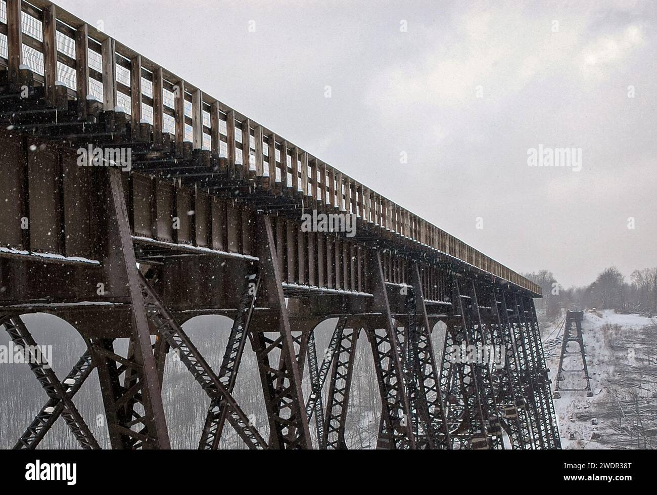 A View of the Destroyed Train Bridge During Winter at Kinzua Bridge ...