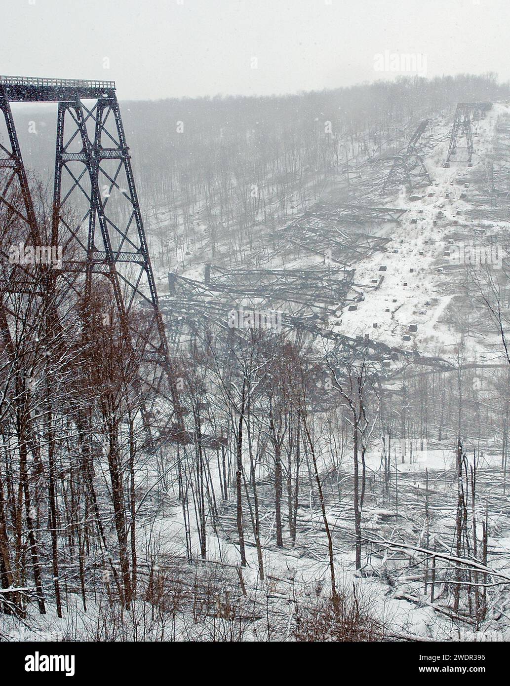 A View of the Destroyed Train Bridge During Winter at Kinzua Bridge ...