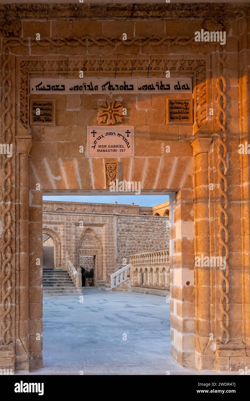 Entrance door, View through the door frame of Mor Gabriel Monastery, in ...