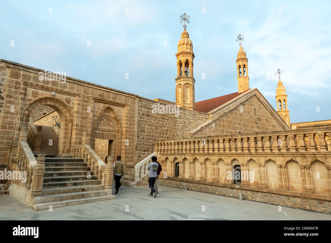 Visitors at Mor Gabriel Monastery, in Midyat, Mardin, Tur Abdin ...