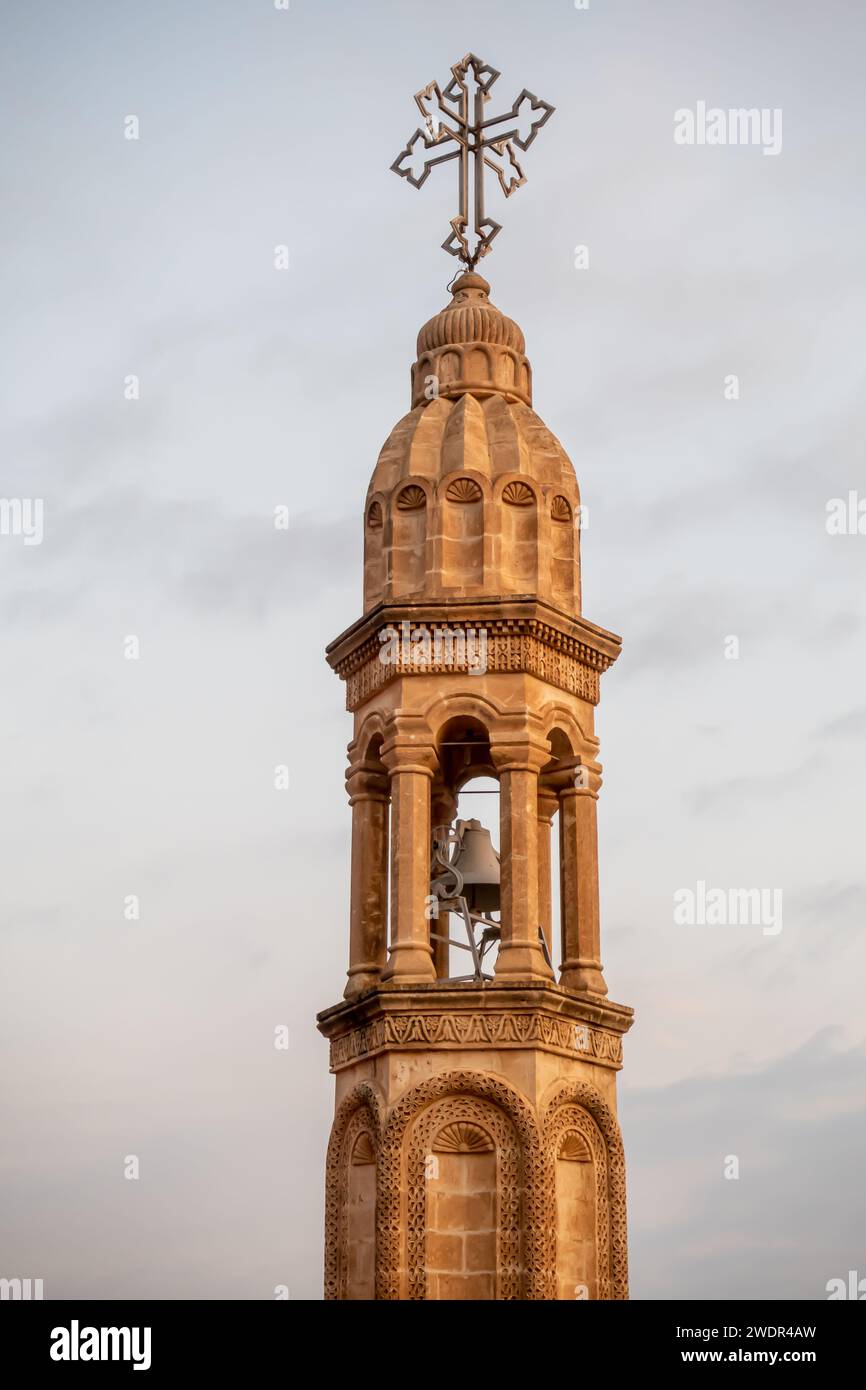 The bell tower, roof of Mor Gabriel Monastery, in Midyat, Mardin, Tur ...