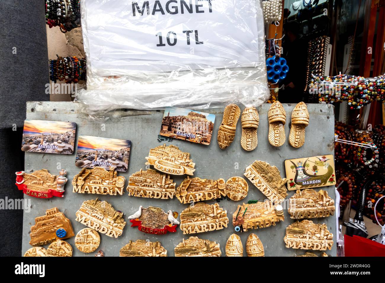 Magnets souvenirs sold for 10 TL with symbols of Mardin Turkey Stock ...