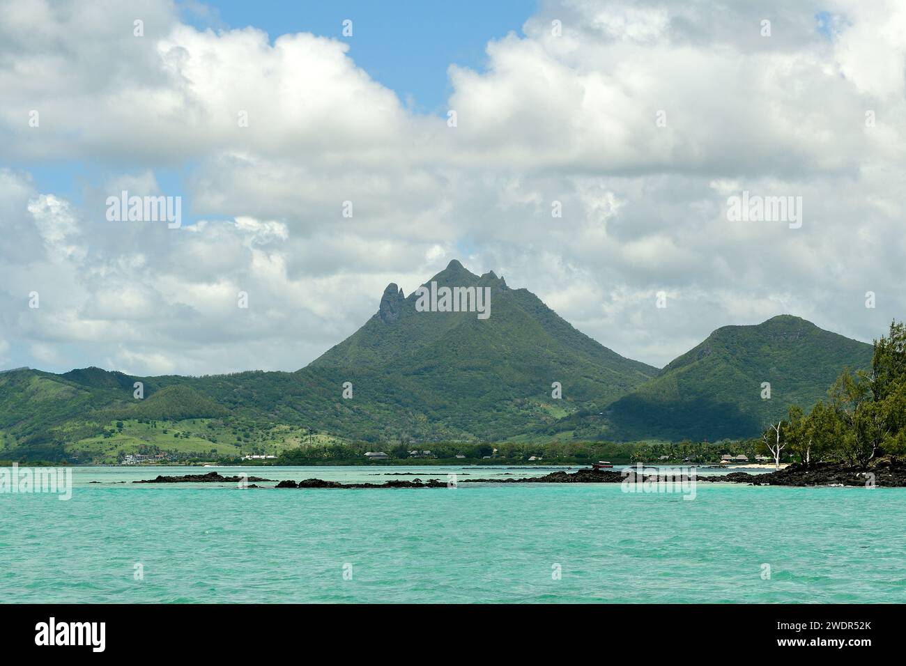 Mountains, sea, beach, island of Mauritius Stock Photo - Alamy