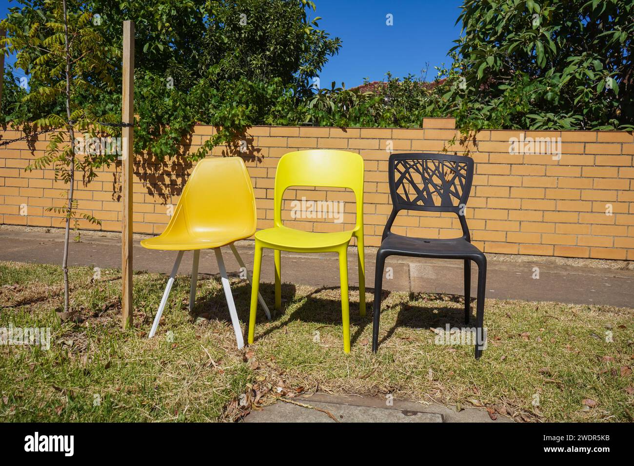 Abandoned chairs left on a pavement in Adelaide, Australia Stock Photo ...