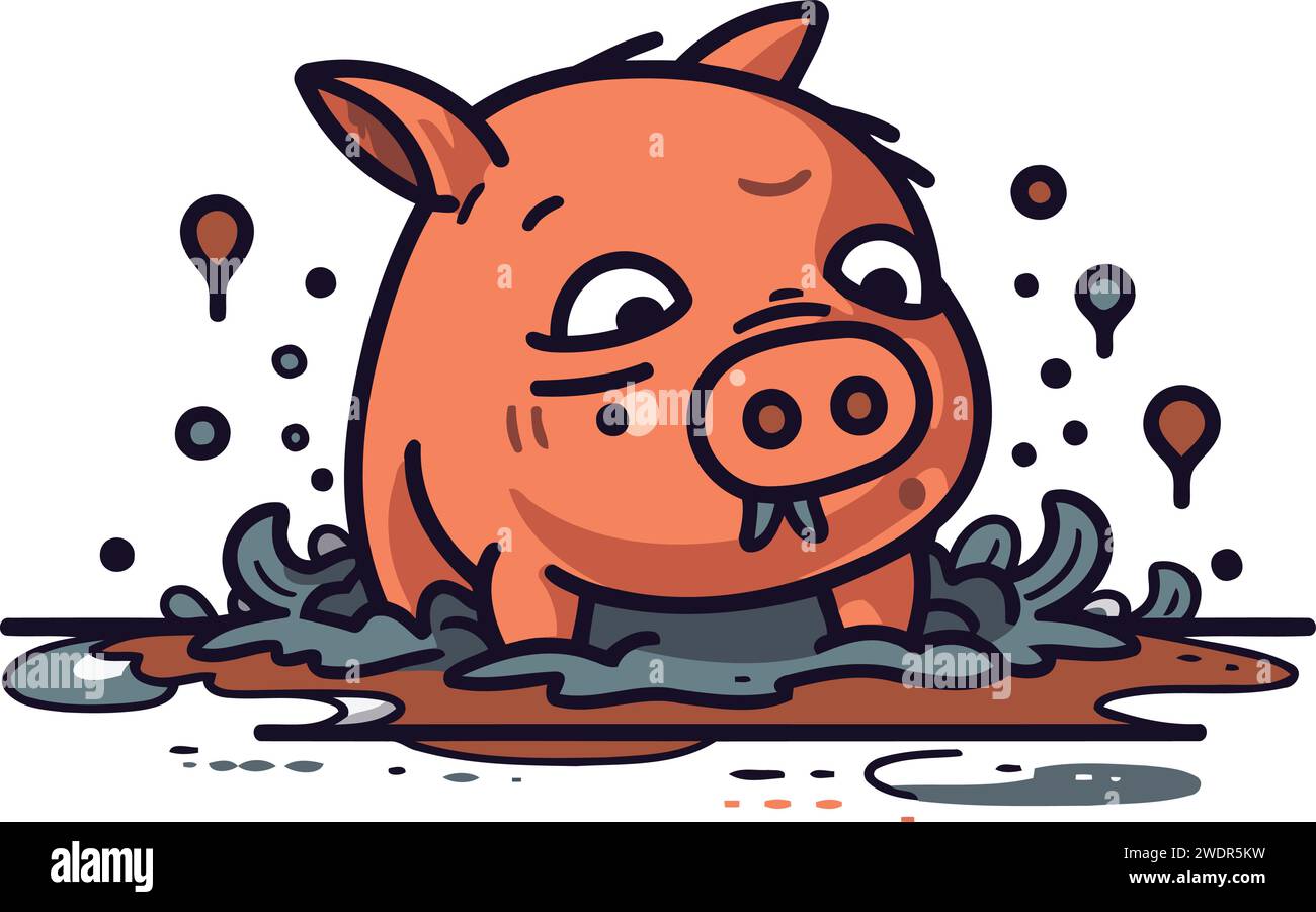 Pig in a mud Stock Vector Images - Alamy