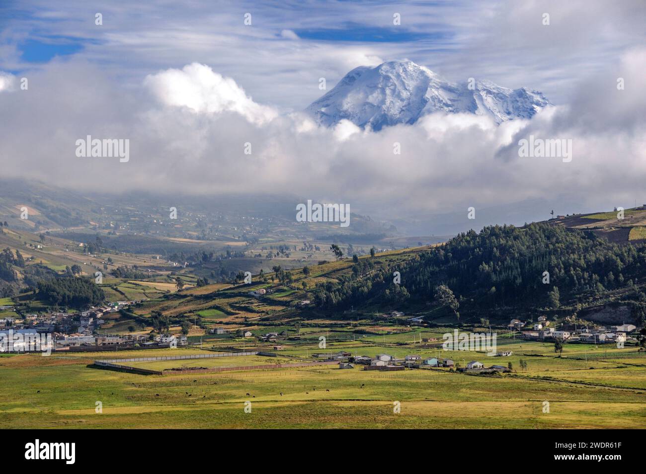 South America, Ecuador, Andes, Highland, Riobamba, Chimborazo volcano ...