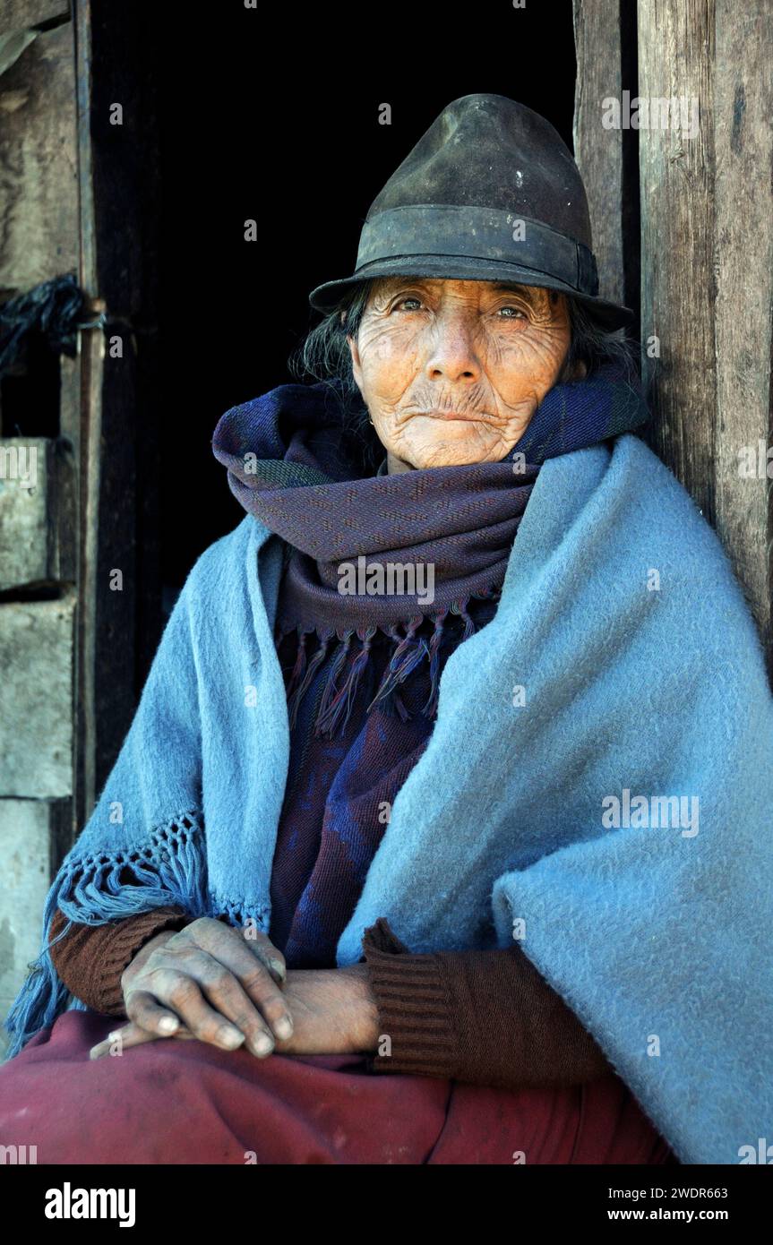South America, Ecuador, Highland, local woman near Guitig Stock Photo ...