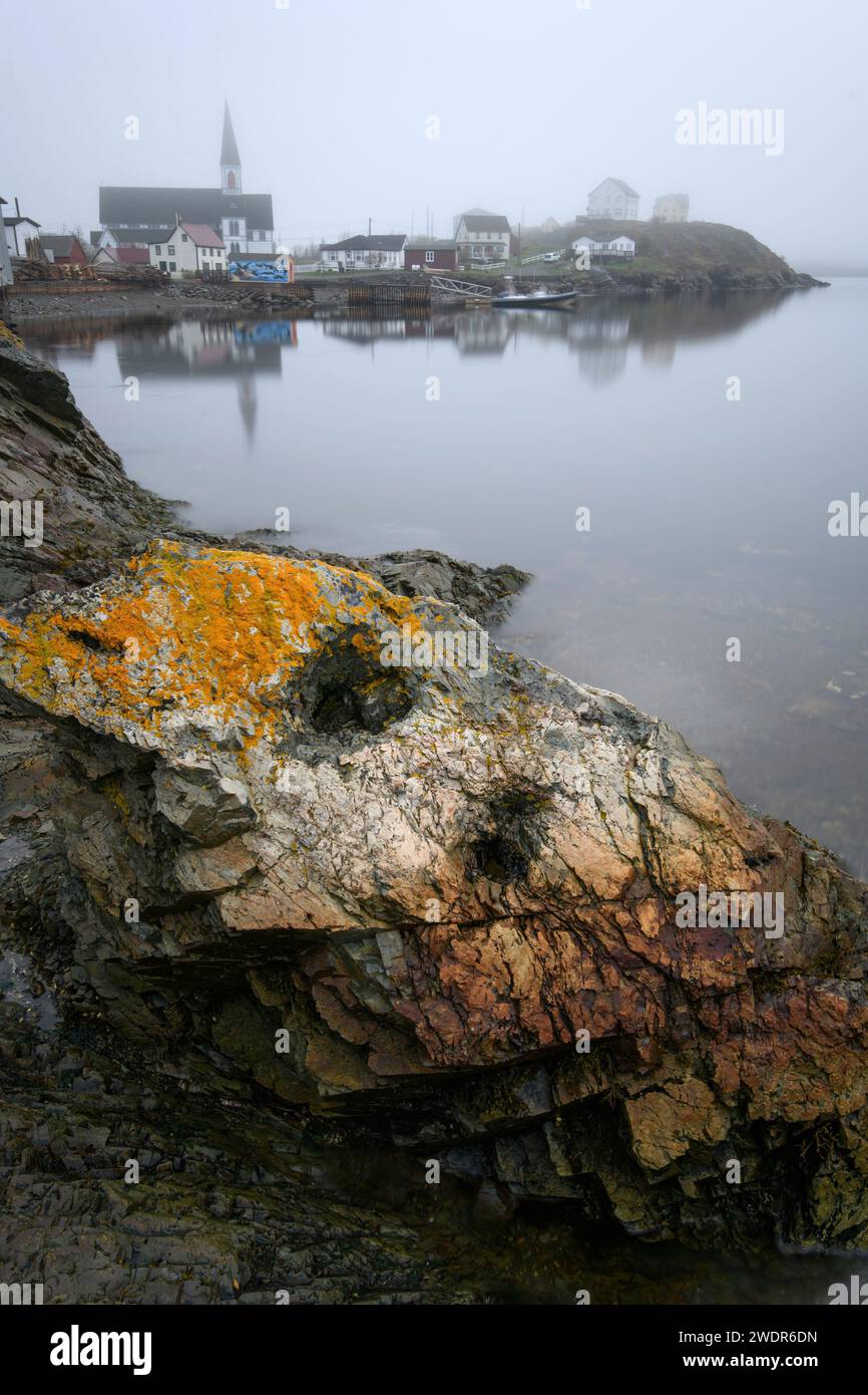 Canada, Maritimes, Newfoundland,Trinity Bay, Trinity, fog at the bay ...