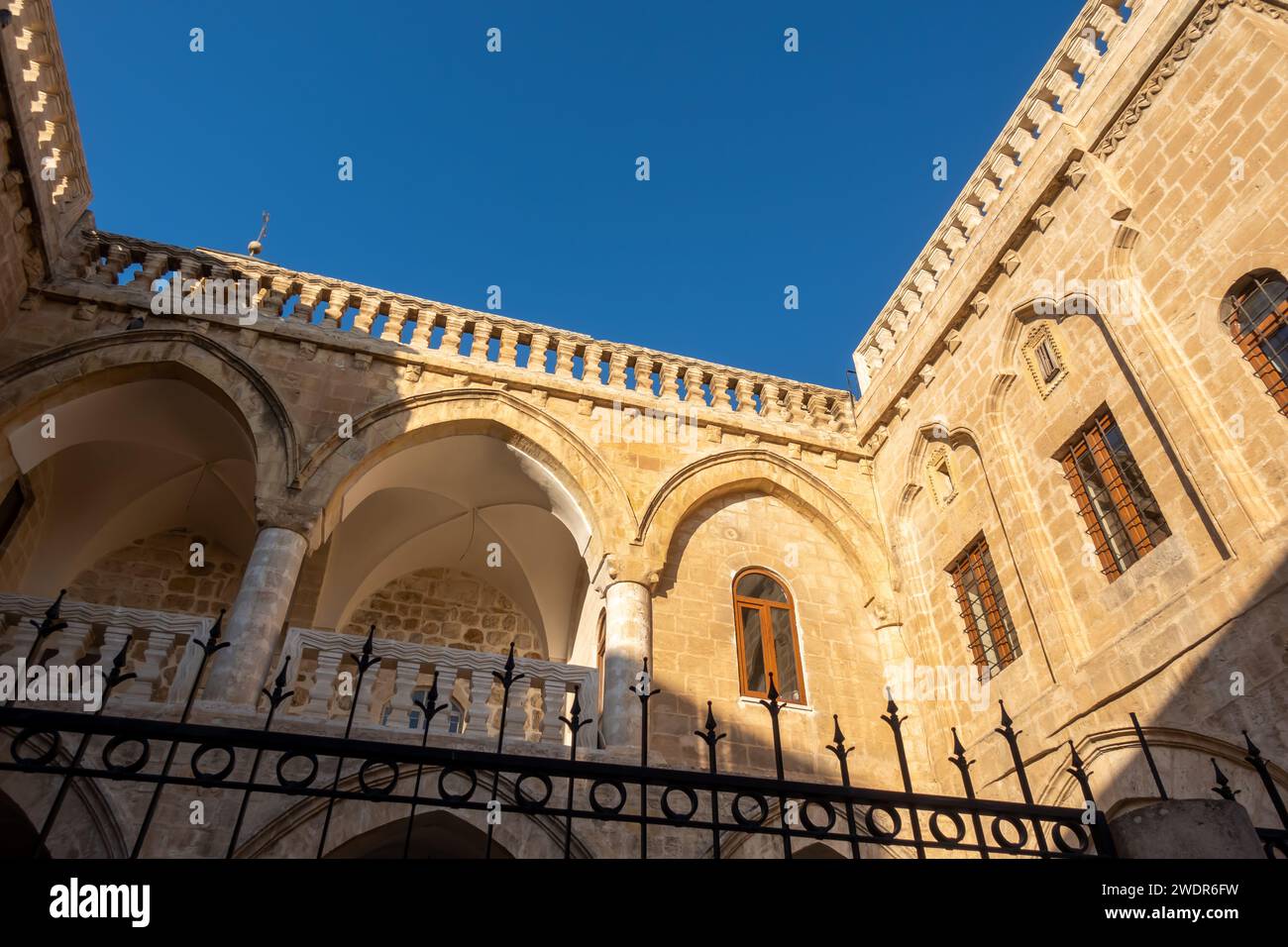 The exterior architecture of Saint Hirmiz Chaldean Church, Mardin Stock ...