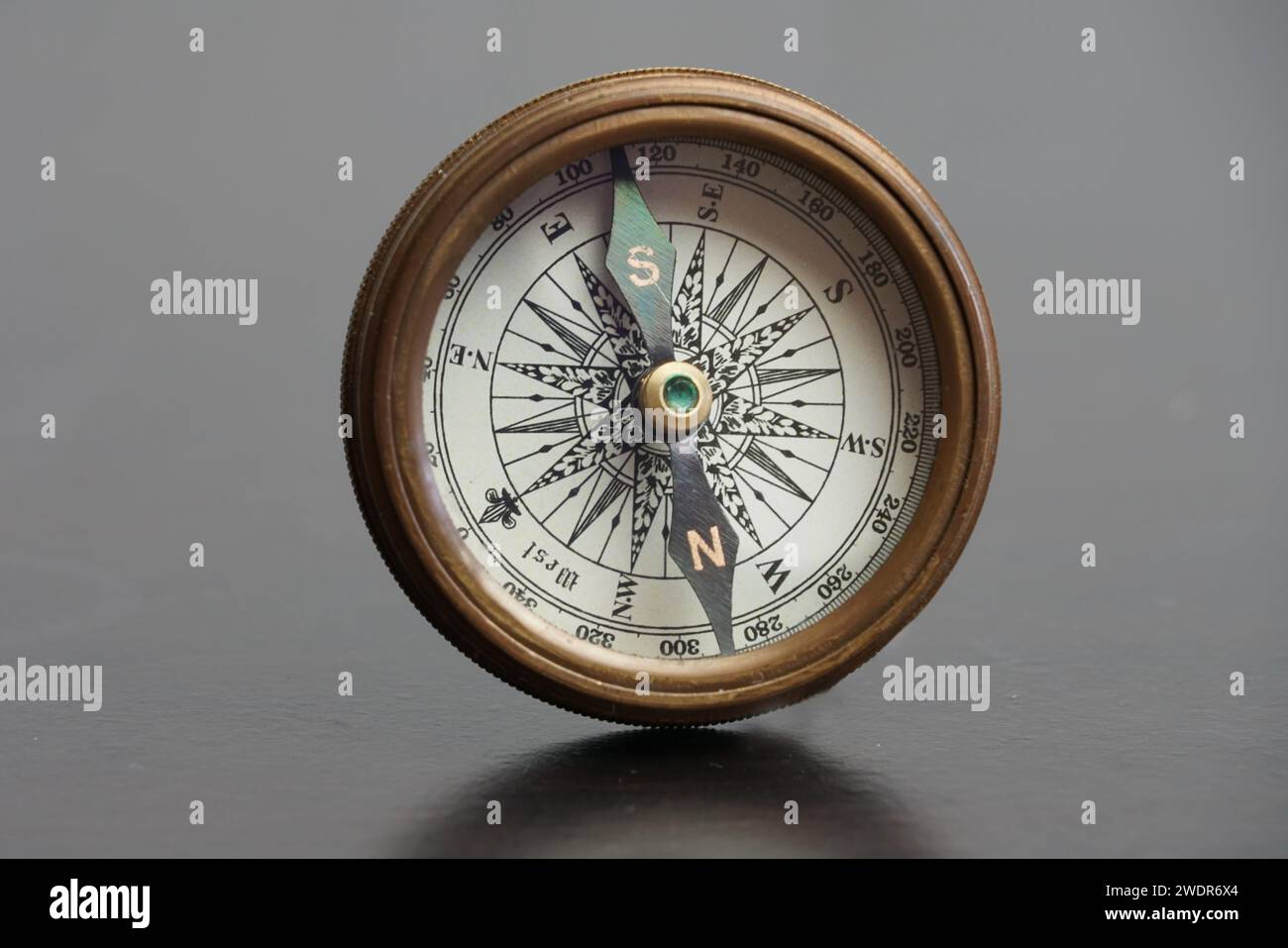 Antique brass compass on map hi-res stock photography and images - Alamy