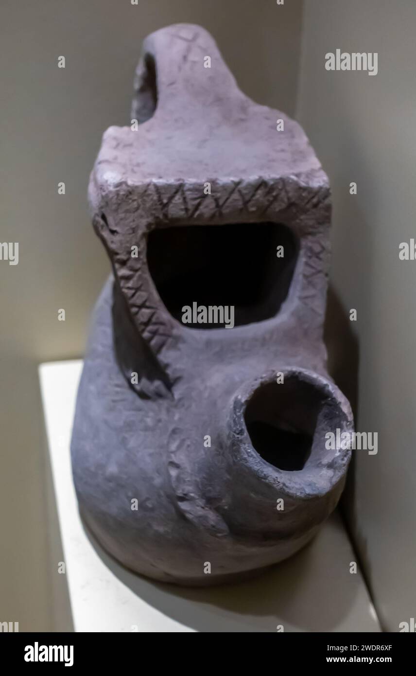 Clay spouted libation vessel, middle Bronze age, 2000 - 1600 B.C Stock ...