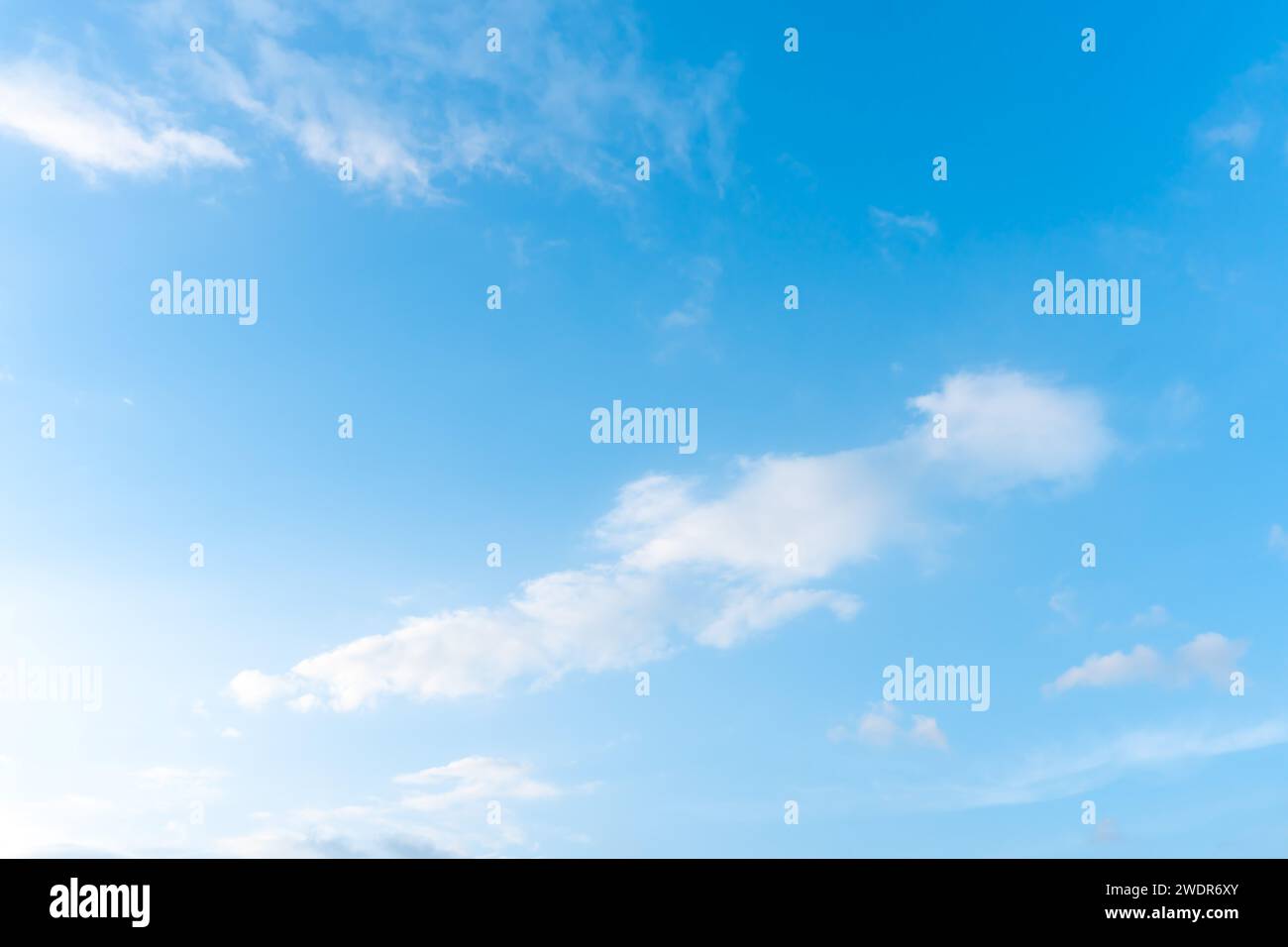 Beautiful blue sky with strange shape of clouds in the morning or ...
