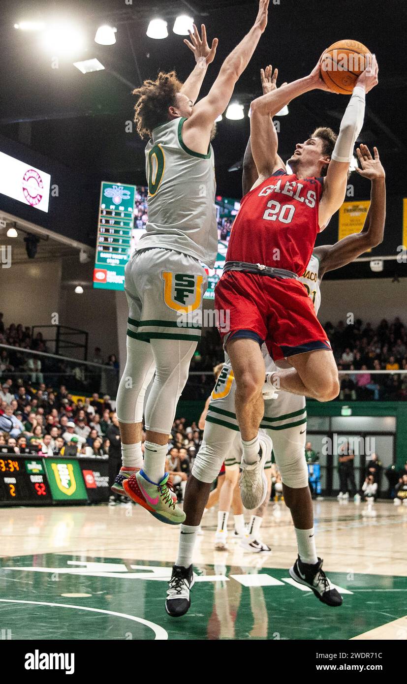 January 20 2024 San Francisco CA, U.S.A. St. Mary's guard Aidan Mahaney ...