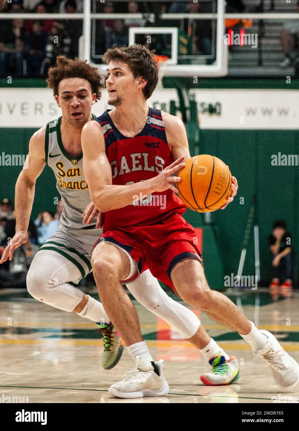 January 20 2024 San Francisco CA, U.S.A. St. Mary's guard Aidan Mahaney ...
