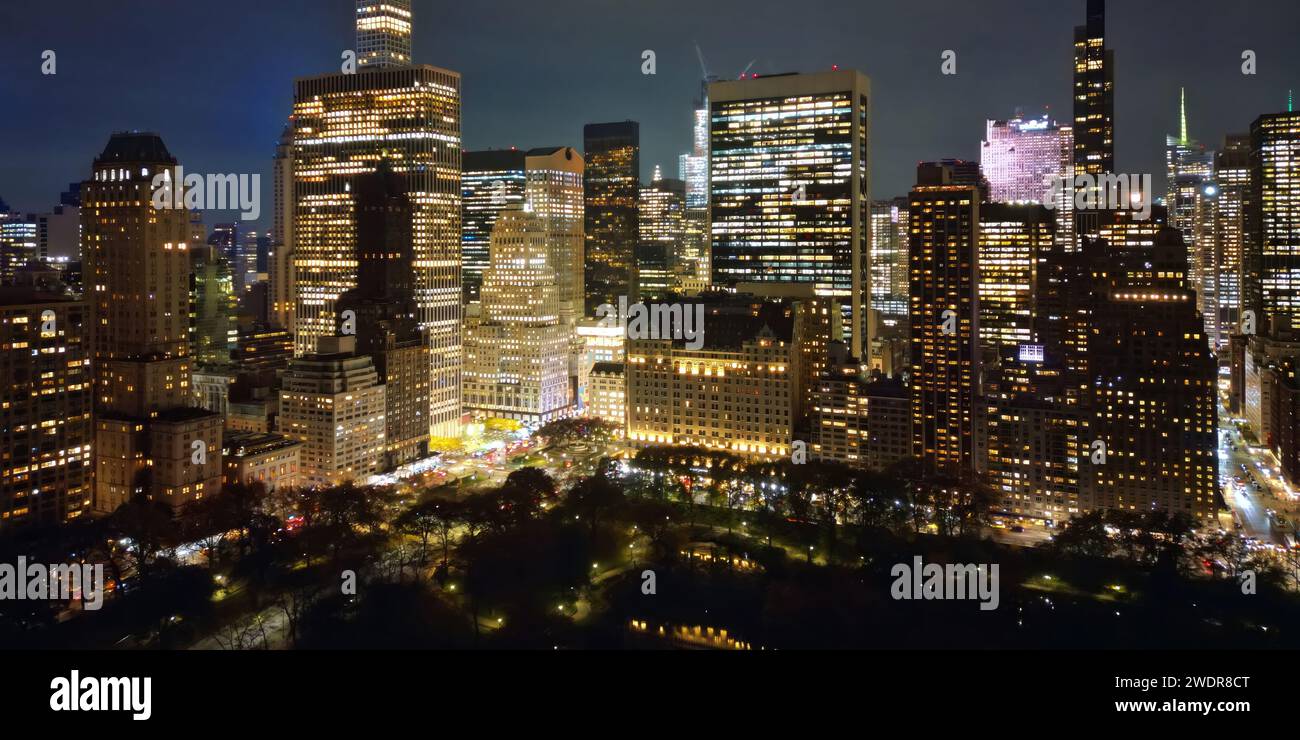 Night New York City, Manhattan famous top view. Night Manhattan from ...