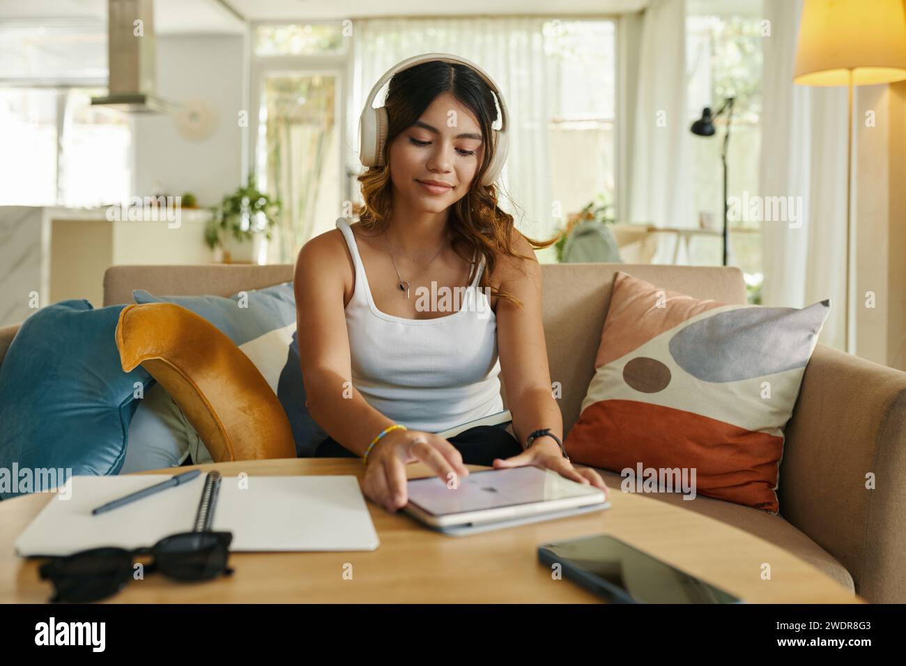 College student doing homework after classes Stock Photo - Alamy