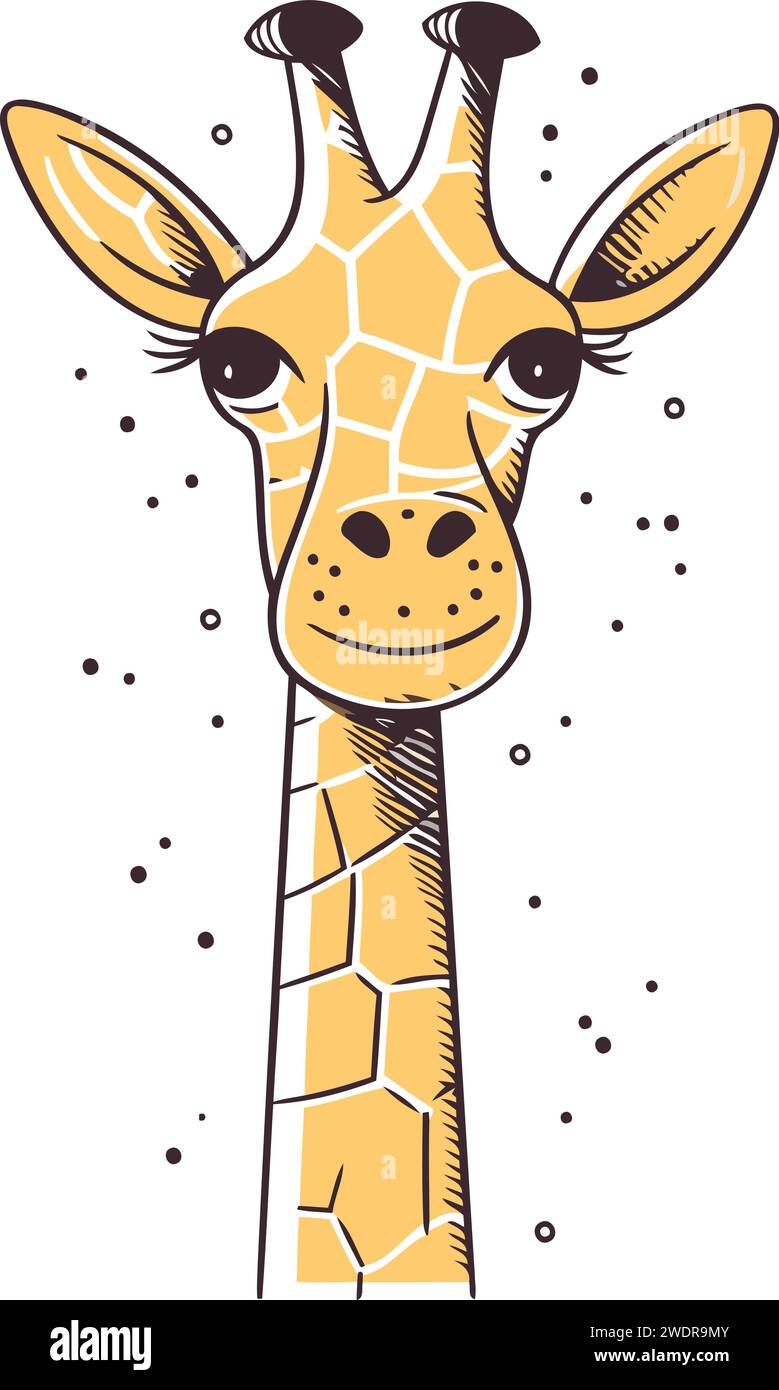 Giraffe head isolated on white background. Hand drawn vector ...