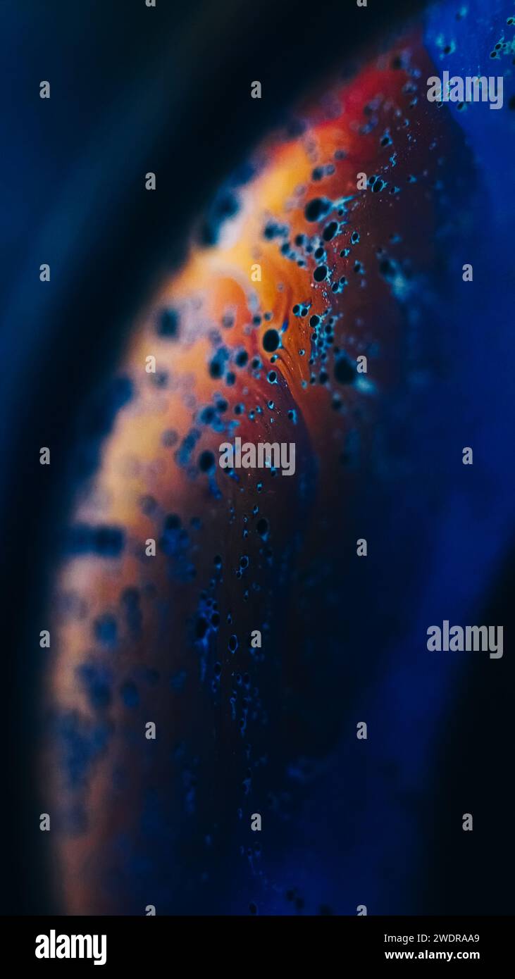 Bubble fluid oil liquid texture blue red sphere Stock Photo - Alamy