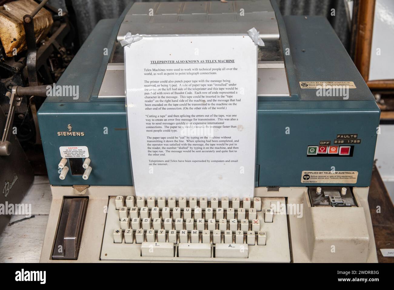 Siemens teleprinter or telex machine on display at the Mudgee historical museum in New South ...