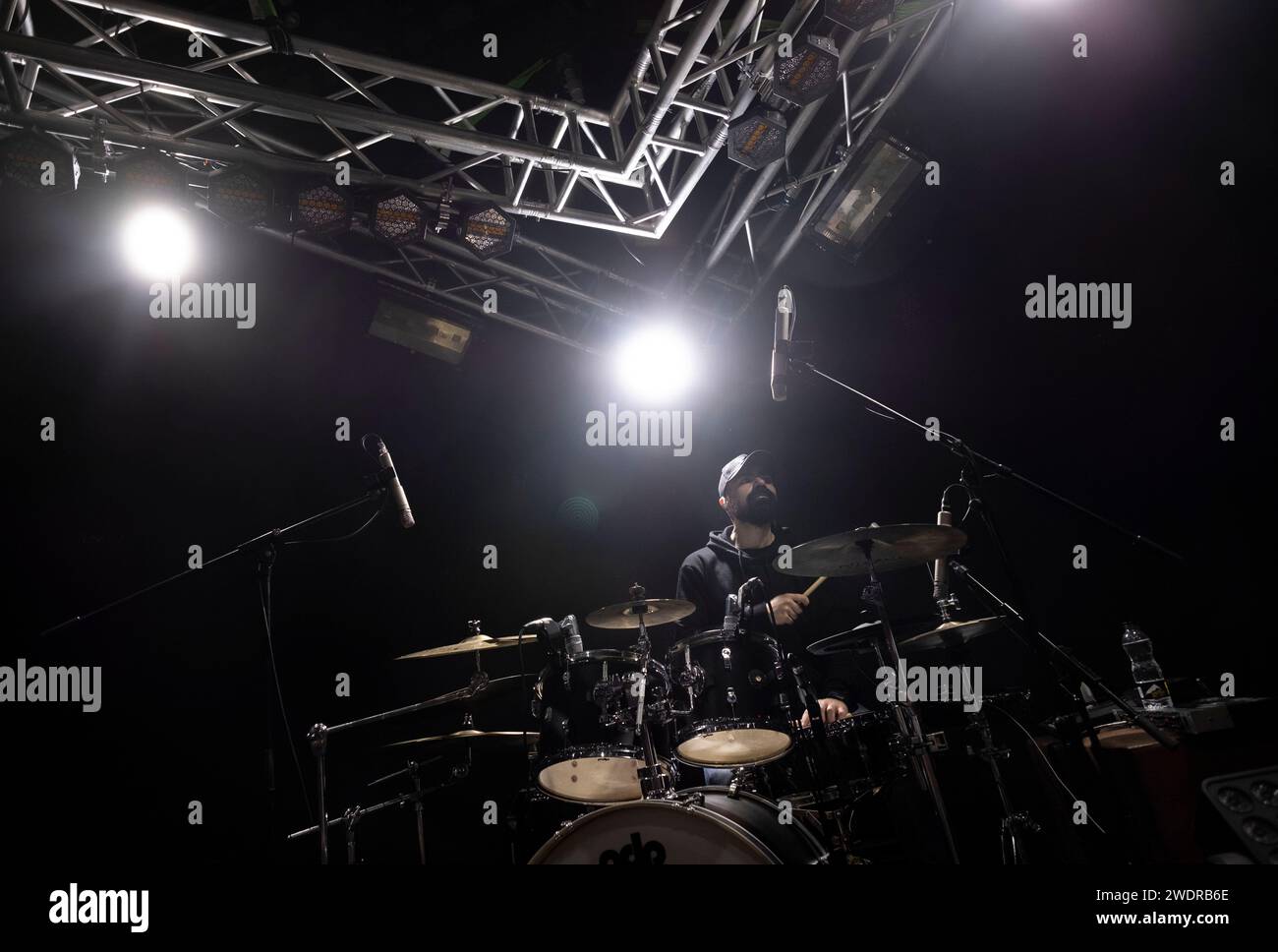 Tehran, Iran. 21st Jan, 2024. An Iranian musician is preparing to ...