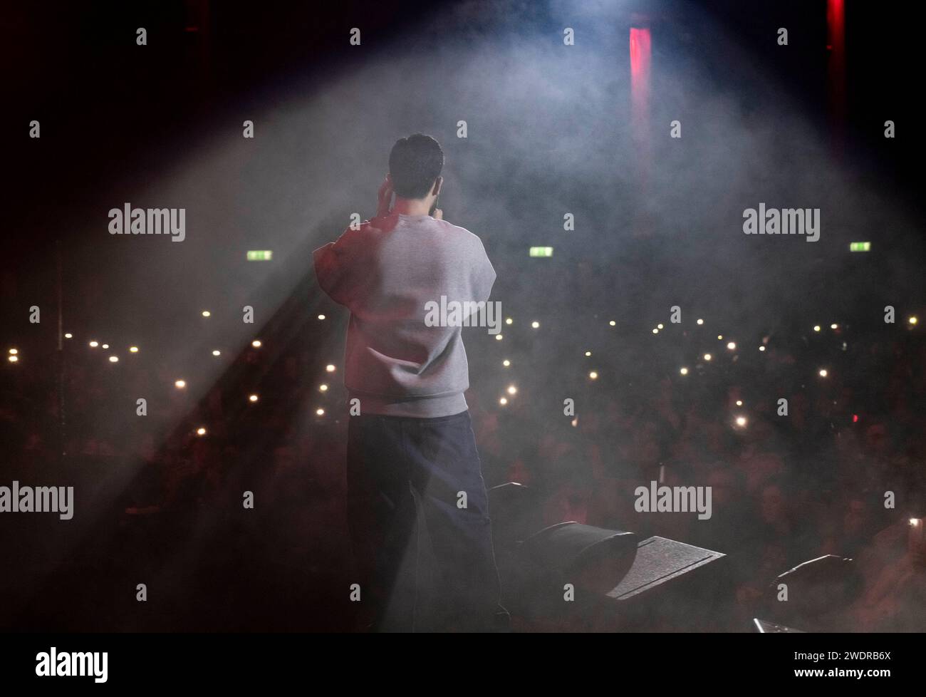 Tehran, Iran. 21st Jan, 2024. Iranian singer Ali Yasini is performing ...