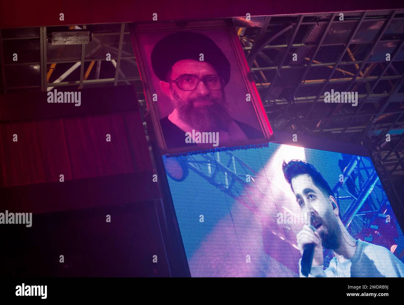 Tehran, Iran. 21st Jan, 2024. A display is featuring an image of ...