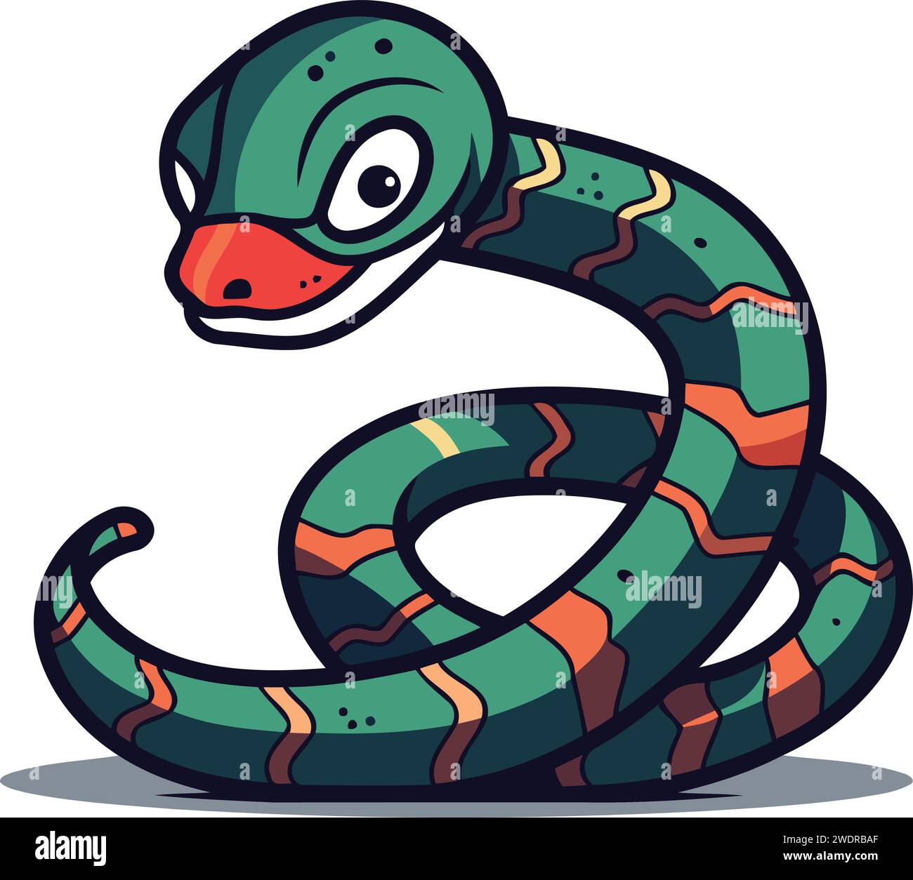 Cute cartoon snake. Vector illustration isolated on a white background ...