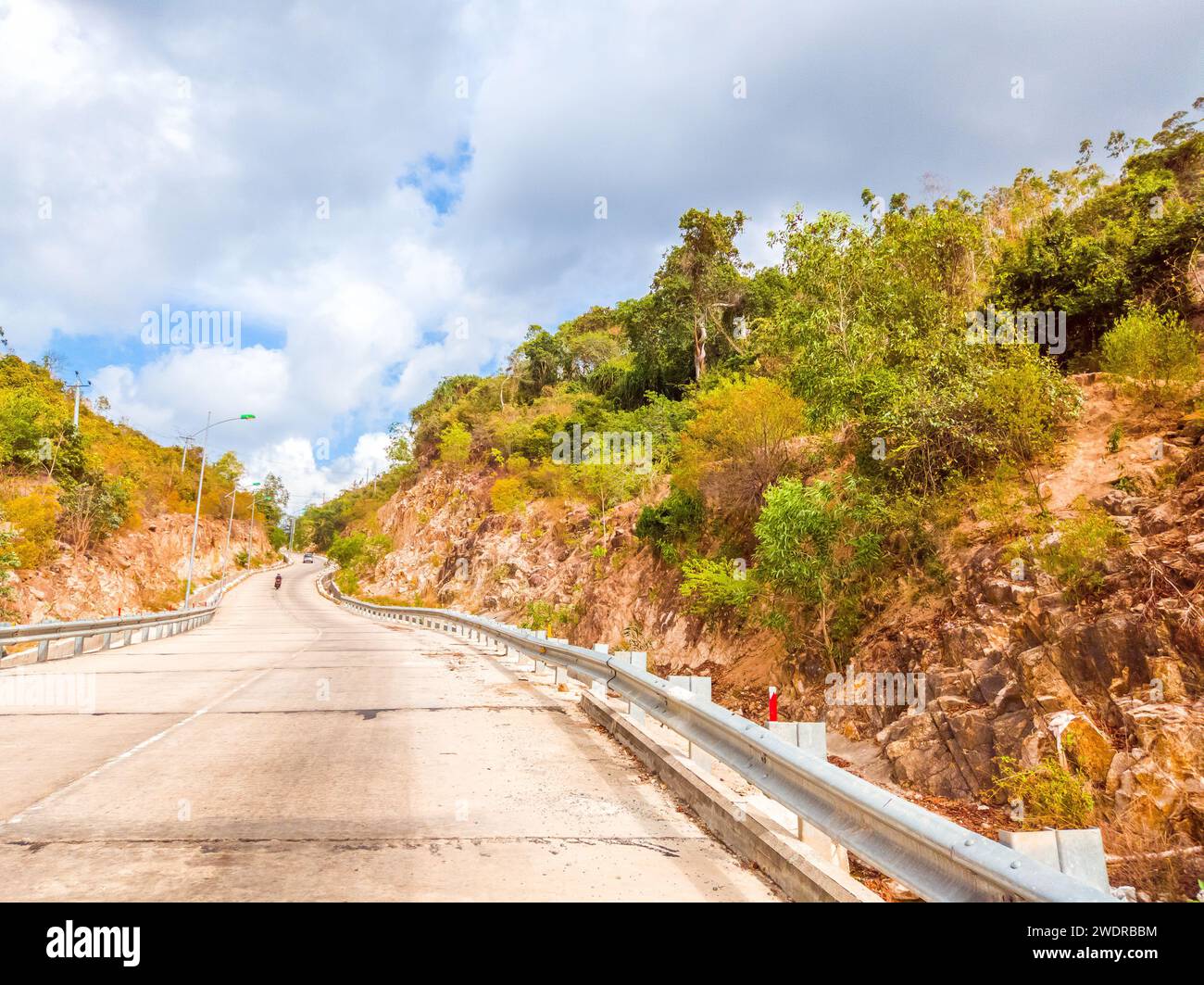 Bright sunshine day time Highway curve road overpass nature landscape ...