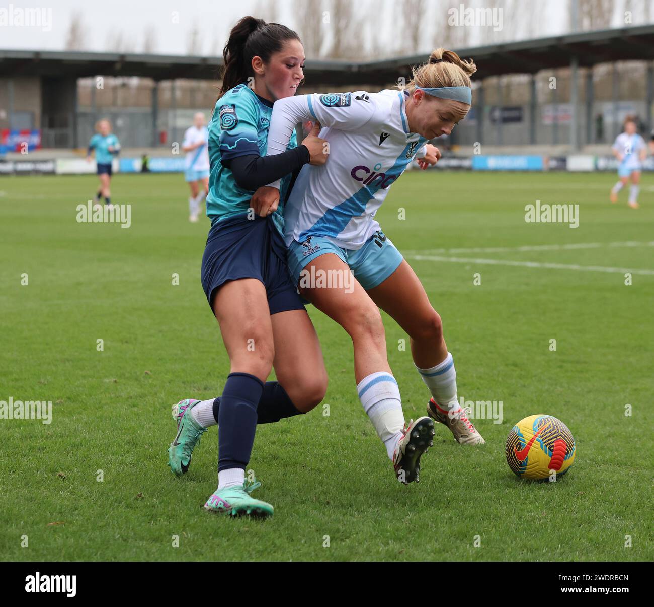 Hayley Nolan of Crystal Palace Women holds of Maddi Wilde of London ...