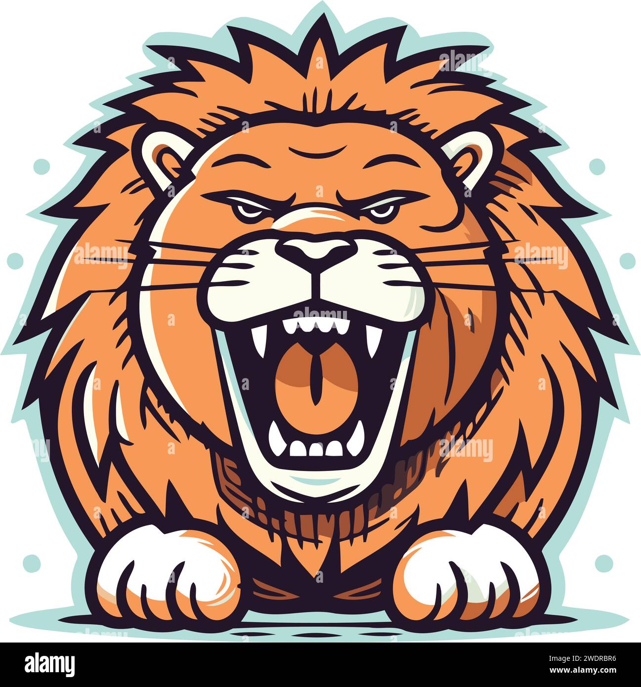 Lion Cartoon Face Roaring