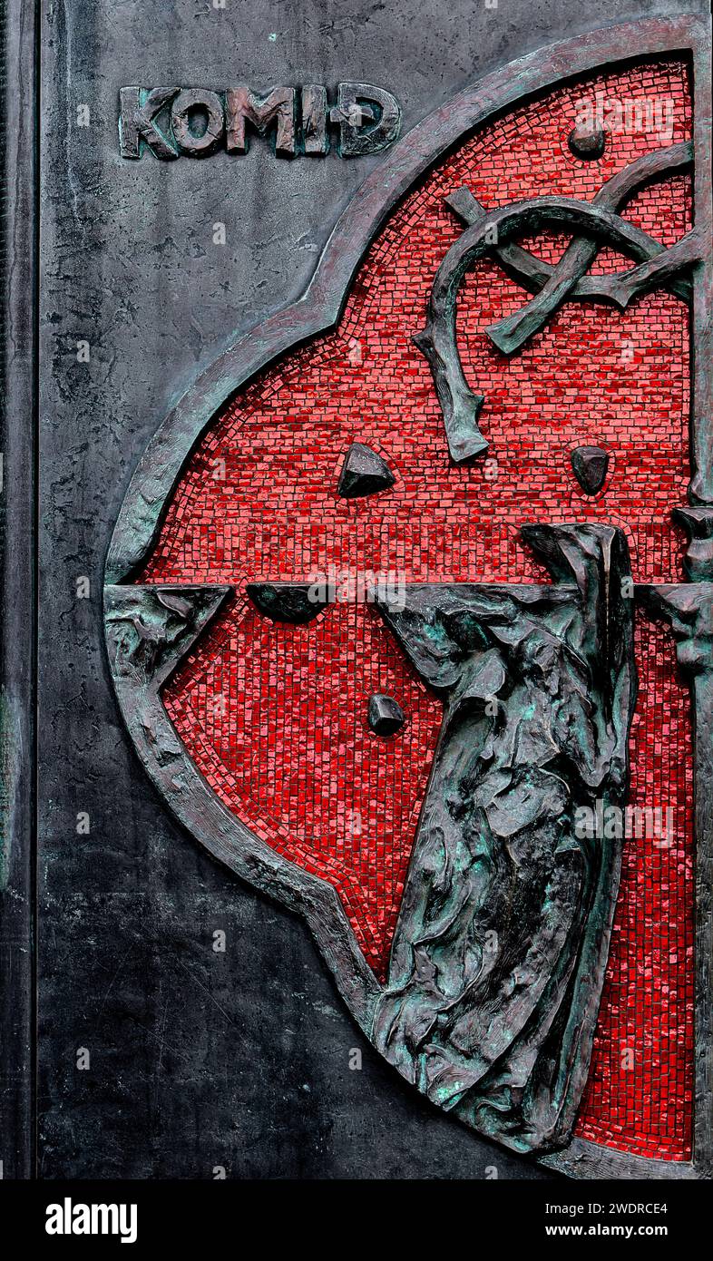 Closeup of Christianity symbol depicting four leaves and come ...