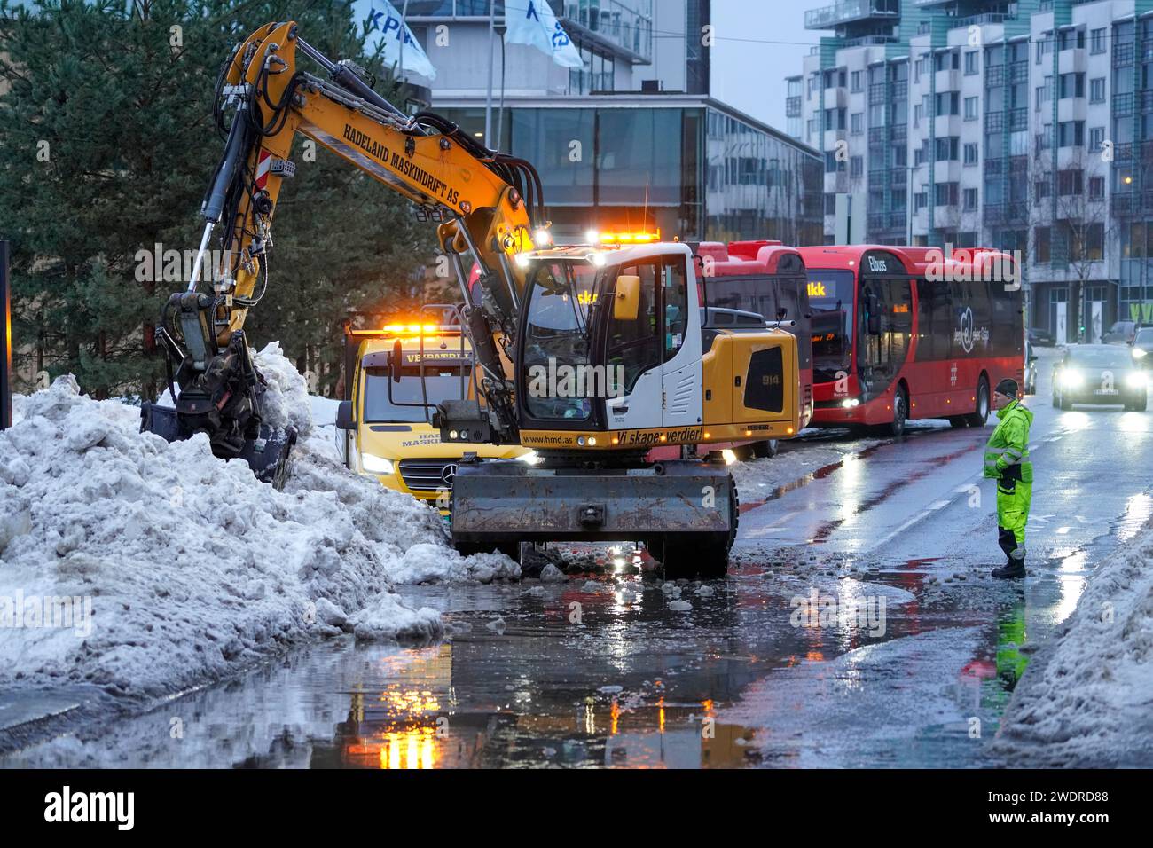 Oslo 20240122.The weather change over southern Norway leads to ...