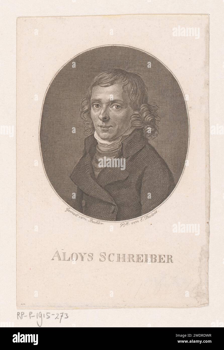 Portrait van Aloys Schreiber, Ernst Karl Gottlieb Thelott, after ...