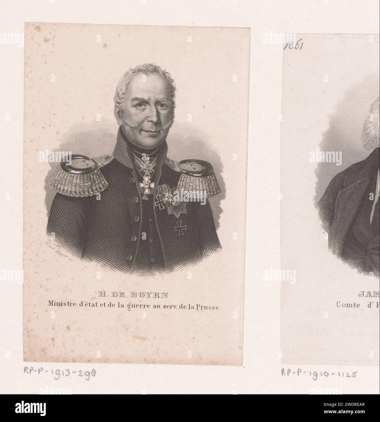 PortraT van Hermann von Boyen, Carl Mayer, 1808 - 1868 print Nuremberg ...