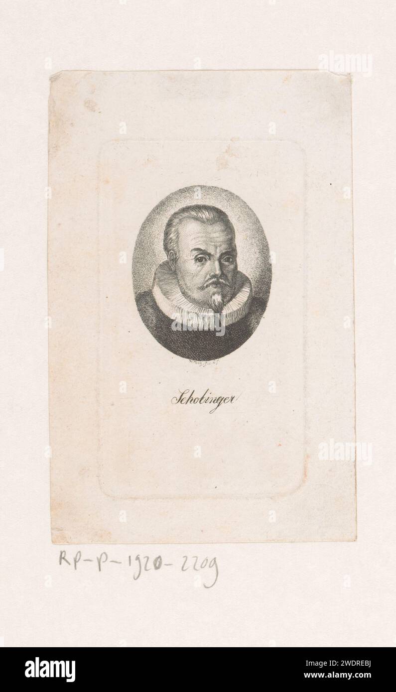 Portrait of Bartholomeus Schobinger, Heinrich Merz, 1816 - 1875 print ...