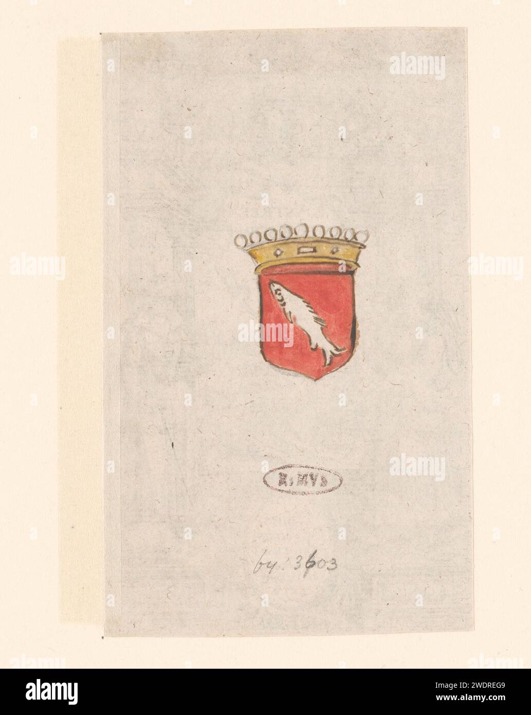 Coat of arms with fish, anonymous, in or after 1619 drawing paper. ink ...