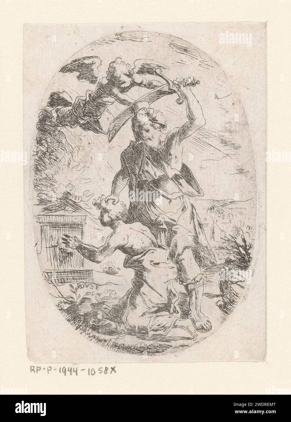 Sacrifice of isaac the angel stops the hand of abraham hi-res stock ...
