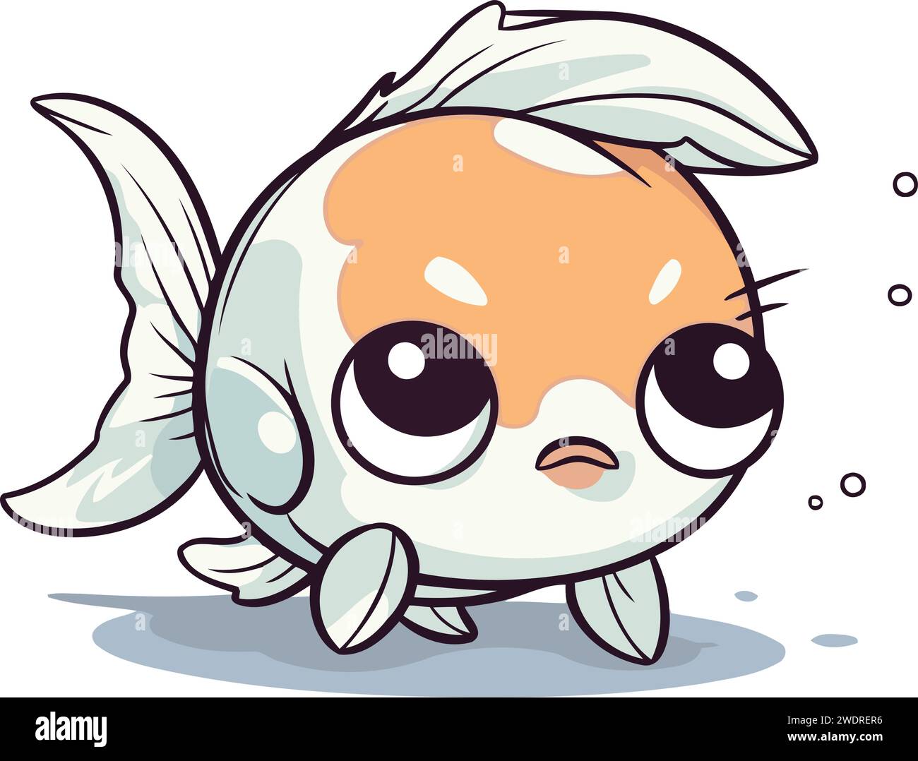 Cute kawaii goldfish on white background. Vector illustration Stock ...