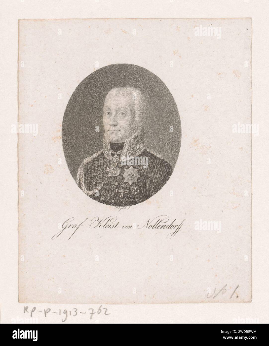 PortraT van Friedrich Heinrich Ferdinand Emil, Graaf Kleist von ...