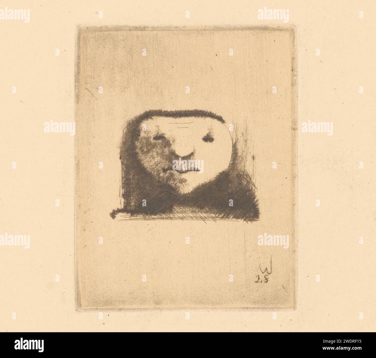 Two heads in Ovaal, Erich Wichmann, 1926 print paper etching surrealia ...