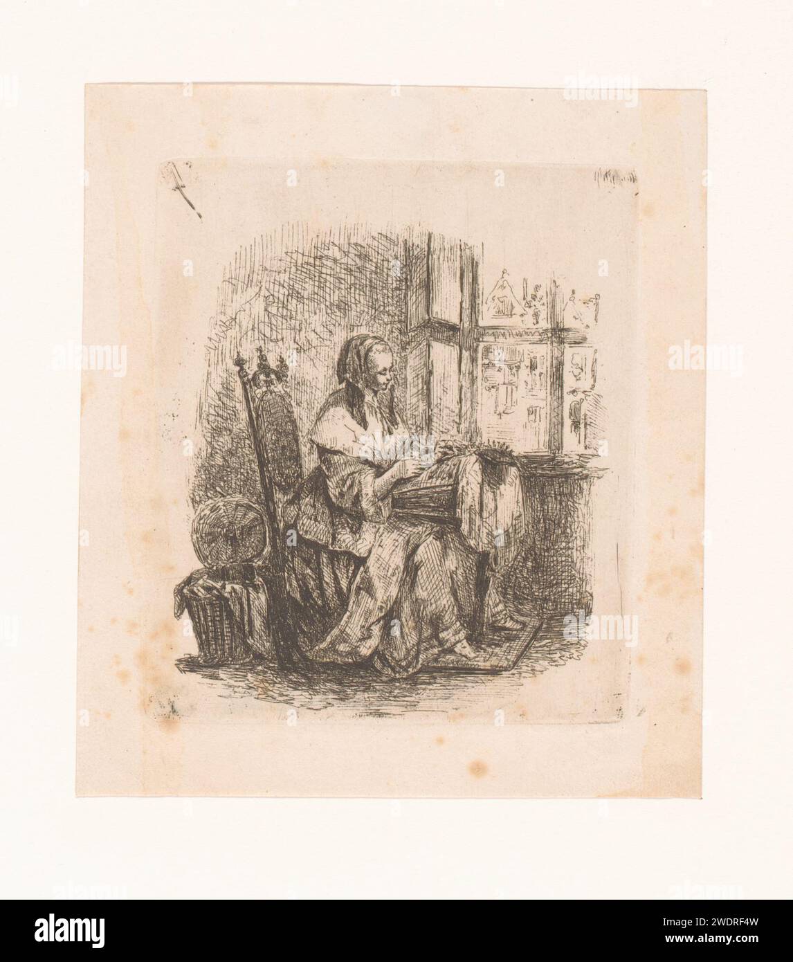 Young lace worker, Adrien Joseph Verhoeven -Ball, 1834 - 1882 print ...
