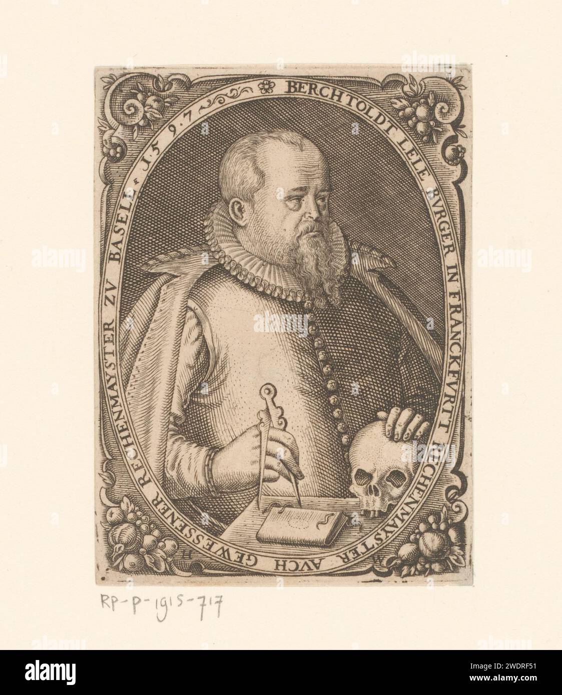 Portrait of Berchtold Lele, Hans Wechter (I), 1597 print Germany paper ...
