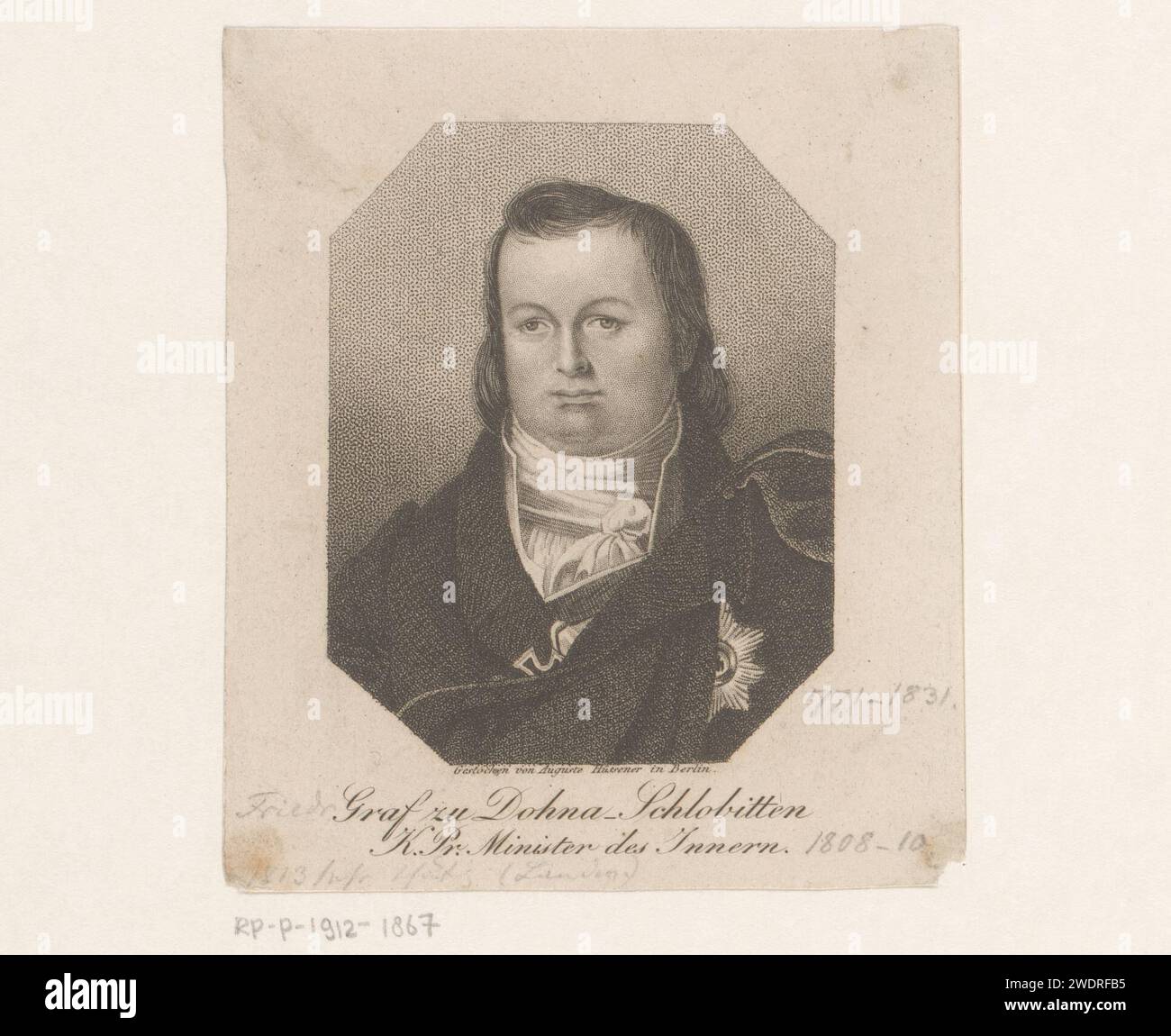 Portrait van Friedrich von Dohna -Schlobitten, Auguste Hüssener, 1799 ...