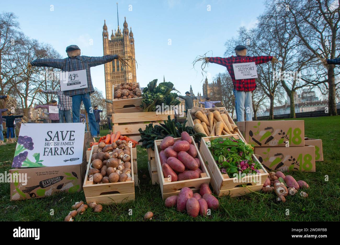 London, England, UK. 22nd Jan, 2024. Scarecrows standing outside ...